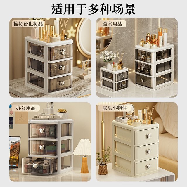Simple desktop storage box dust-proof rabbit transparent drawer storage ...