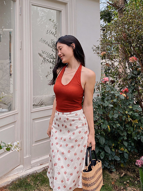 OOH Itch itching French retro hanging neck vest female summer sexy back ...