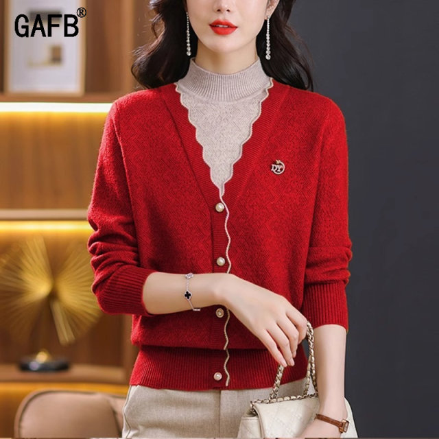 Half -high -necked sweater fake two pieces of sweater 2024 autumn and ...