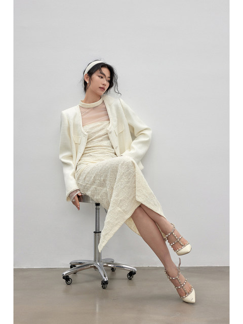 showyee/Xiuye Atmosphere Beauty Heavy Industry Snowflake Yusu Mesh Lace Dress