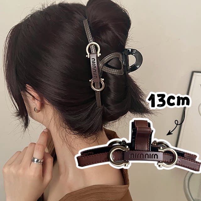 Extra large 13CM leather high-end gripping clip shark clip 2024 new ...