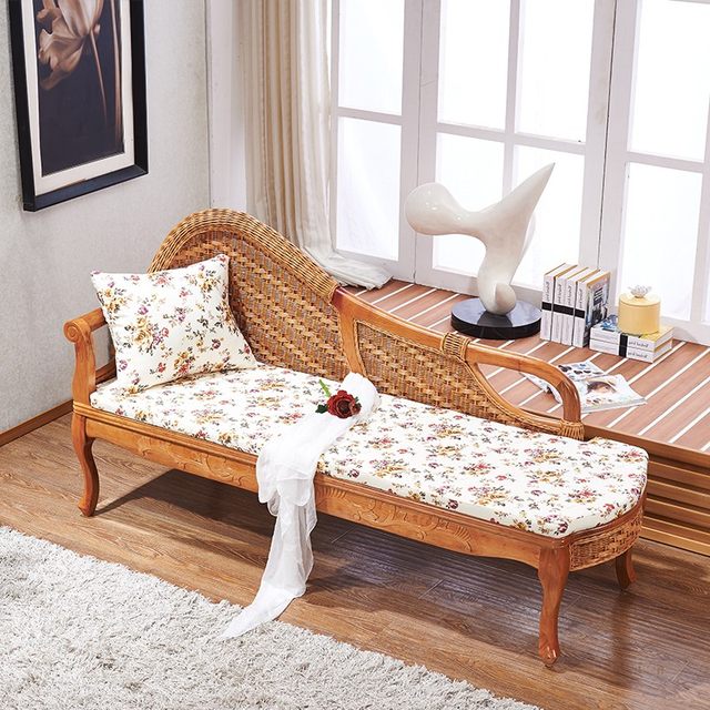 Natural rattan chaise longue chair new Chinese style living room rattan ...