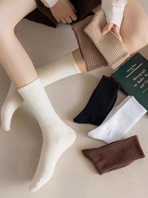 Stack socks for women versatile spring and autumn white mid-tube ...