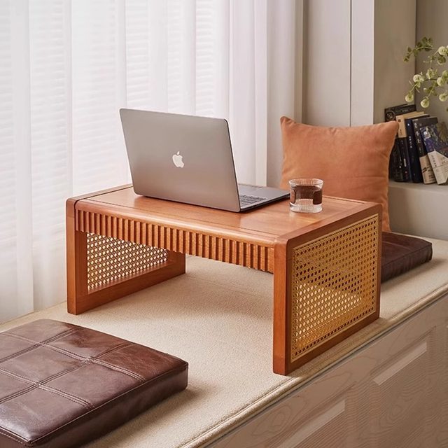 Bay window table solid wood table, tatami tea table, table window sill ...