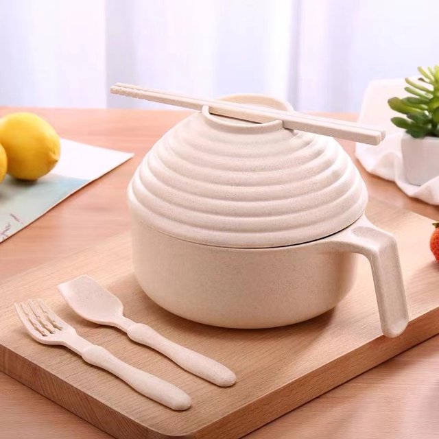Simple and cute student tableware set for dormitory with lid, single ...