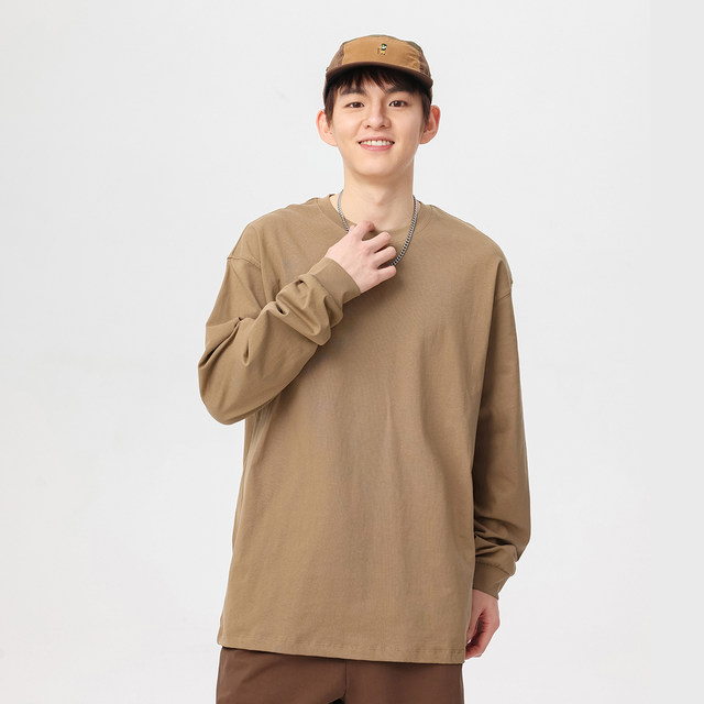 WAJ autumn and winter 260g heavyweight American solid color long ...