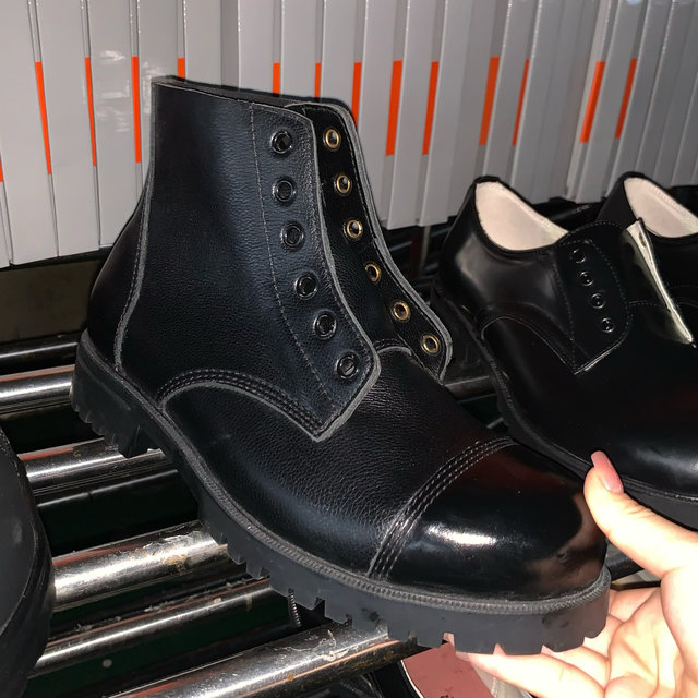 Custom lychee leather Martin boots men's black British internal wind ...