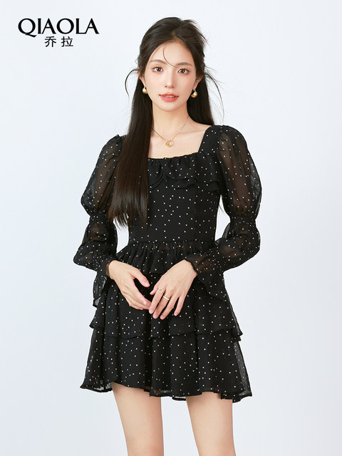 Jora's new summer woven floral square collar age-reducing A-version ...