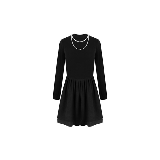 Jora's small black inner dress for autumn and winter, women's French ...