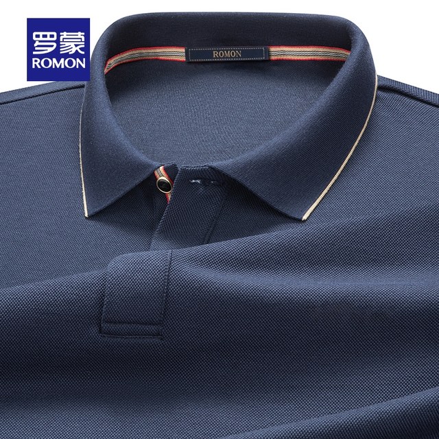 Romon Men's Lapel Long Sleeve POLO Shirt 2024 Autumn New Fashionable ...