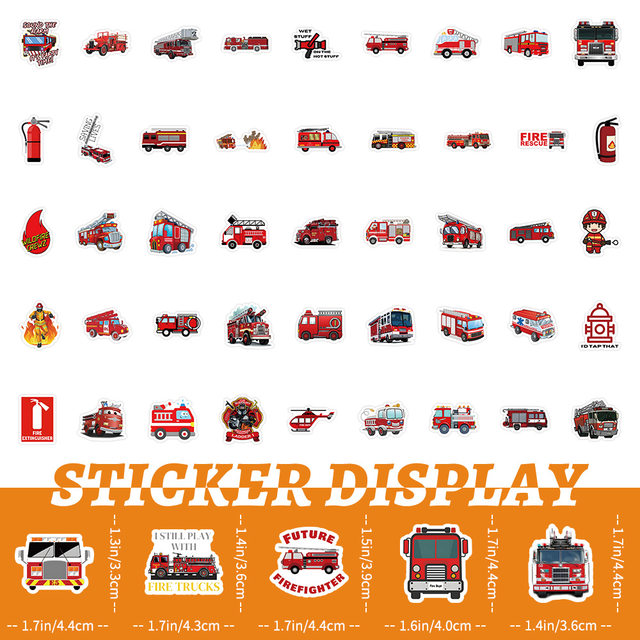 100 card firefighting car waterproof stickers ins Wind creative ...