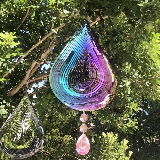 Stainless steel mirror light 3D rotating wind turning home gardening ...