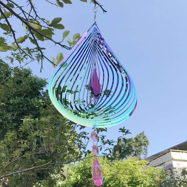 Stainless steel mirror light 3D rotating wind turning home gardening ...