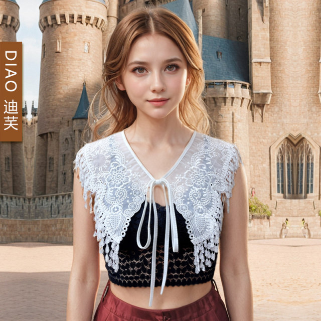 Tasseled lace cloud shoulder small cape with lace-up new Chinese style ...