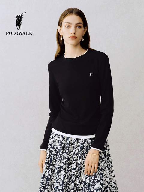 POLOWALK women's round neck long -sleeved T -shirt 2025 spring new ...
