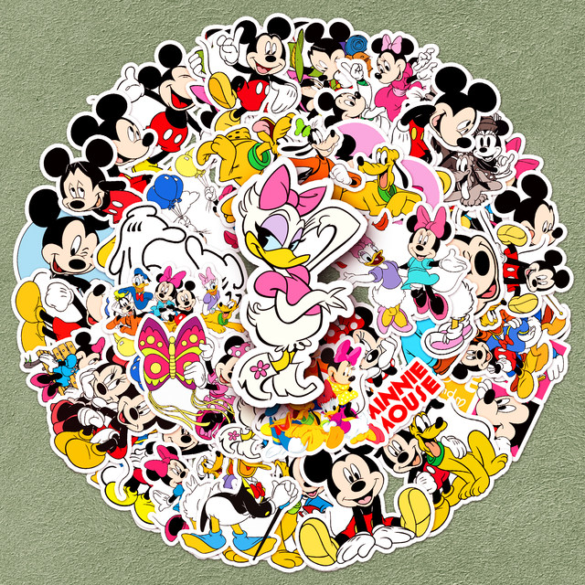 100 popular animated Mickey Mouse cartoon stickers, cute children's ...