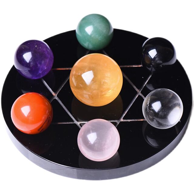 Natural colorful crystal ball seven-star array ornaments white, yellow ...