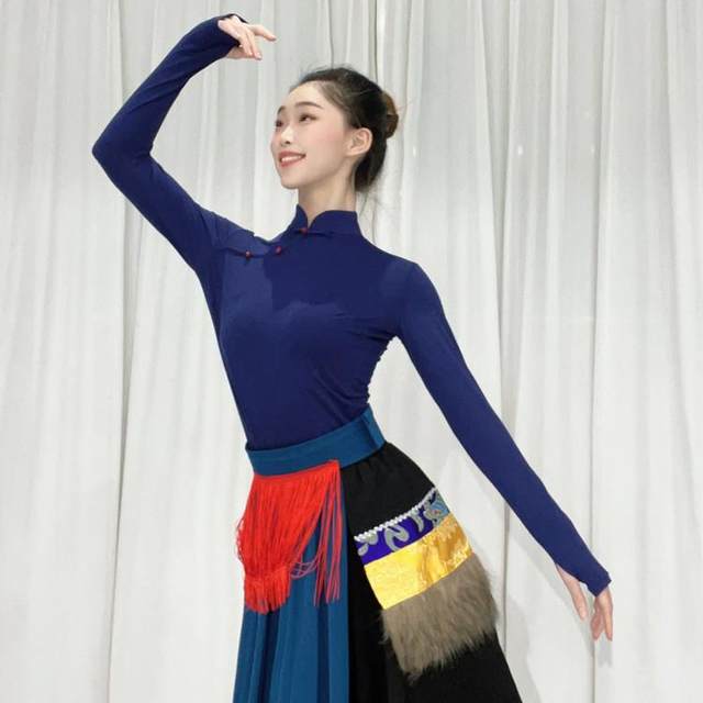 Tibetan dance performance costumes, women's art examination practice clothes, Mongolian dance ...