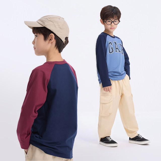 Gap boys and girls 2024 autumn new pure cotton contrasting sports long ...