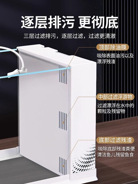 New side filter fish tank ultra-white glass living room small self ...