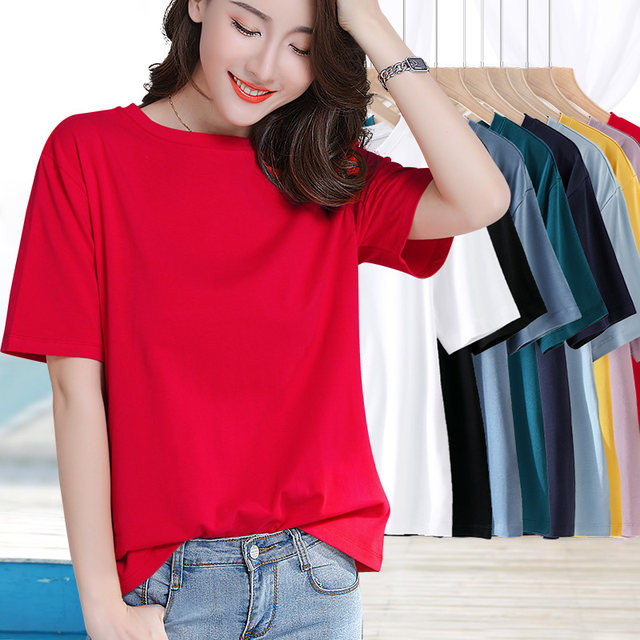 Big Red T -shirt Female short -sleeved summer loose cotton middle -aged ...