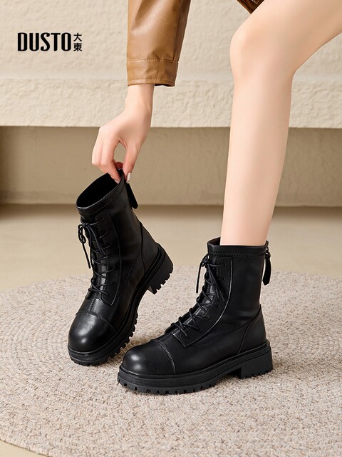 Dadong Black British Style Martin Boots Women's 2025 New Autumn and ...
