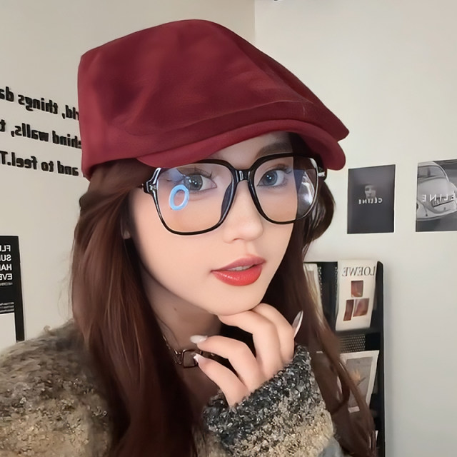 Japanese street retro front hat female Yingfeng suede suede newsletter ...