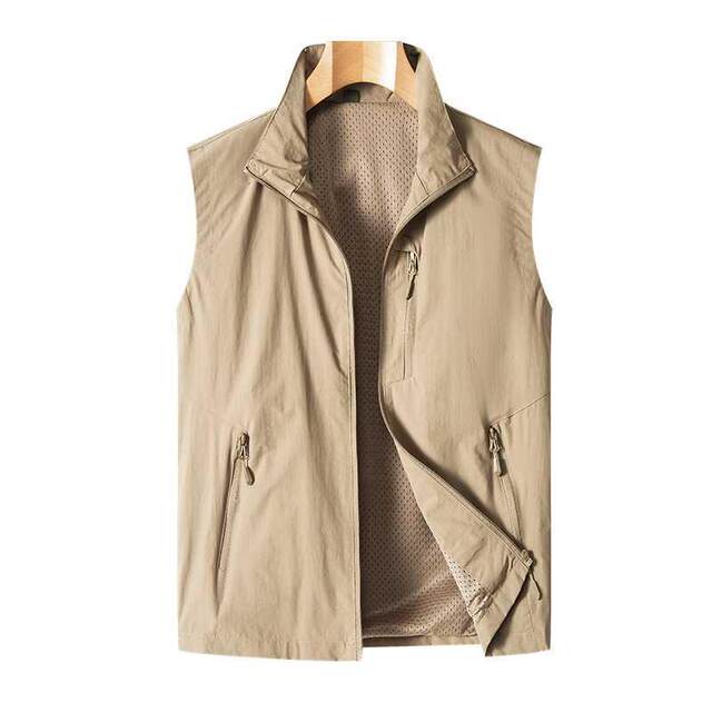 Stand collar vest men's spring and autumn thin sleeveless waistcoat ...