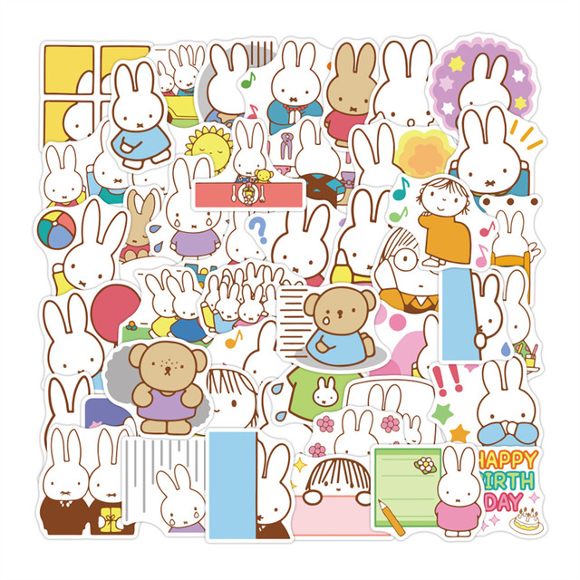 60 cartoon cute Miffy rabbit MIFFY simple rabbit children's stickers ...