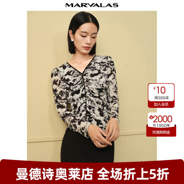 Mande Poetry Design Shirt 2025 Spring and Autumn New Black and White ...