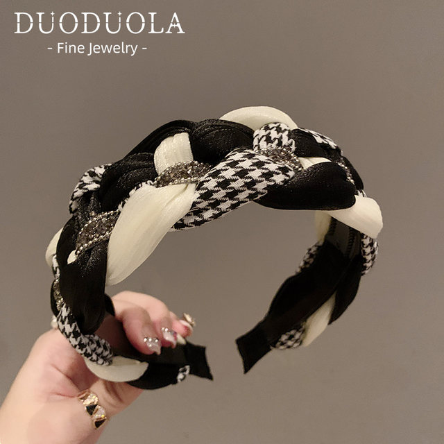 Wide-brimmed rhinestone temperament and high-end houndstooth headband ...
