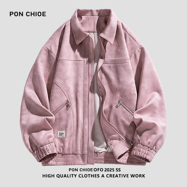 ponchioe American suede jacket men's spring heavy casual pilot jacket ...