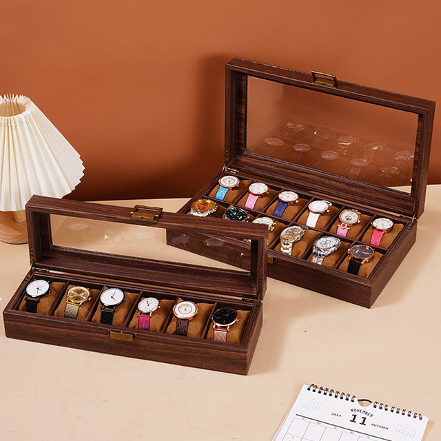 Retro wood grain leather watch storage box, multiple watch boxes, high ...
