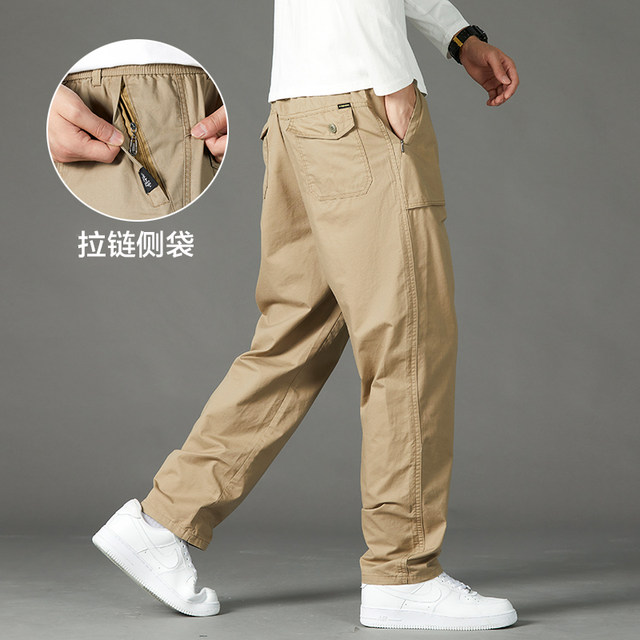 Pure cotton worker pants men 2024 autumn and winter new loose loose ...