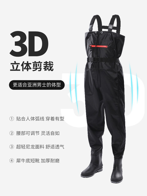 Nylon Waders One-Piece Half-Body Waterproof Suit Rain Pants with Rain ...