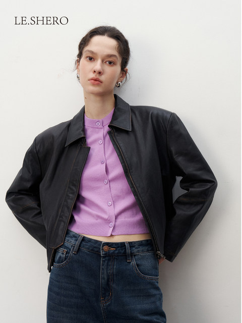 LE.SHERO motorcycle style retro rub color Türkiye imported leather ...