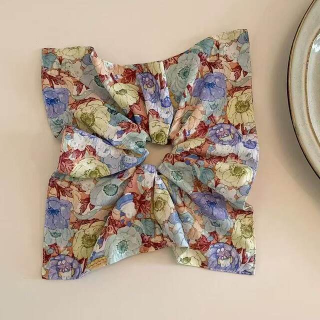 Monet Garden ~ French floral square scarf large intestine hair circle ...