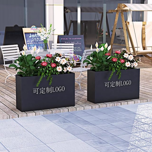 Outdoor iron flower box fence outdoor street stainless steel flower ...