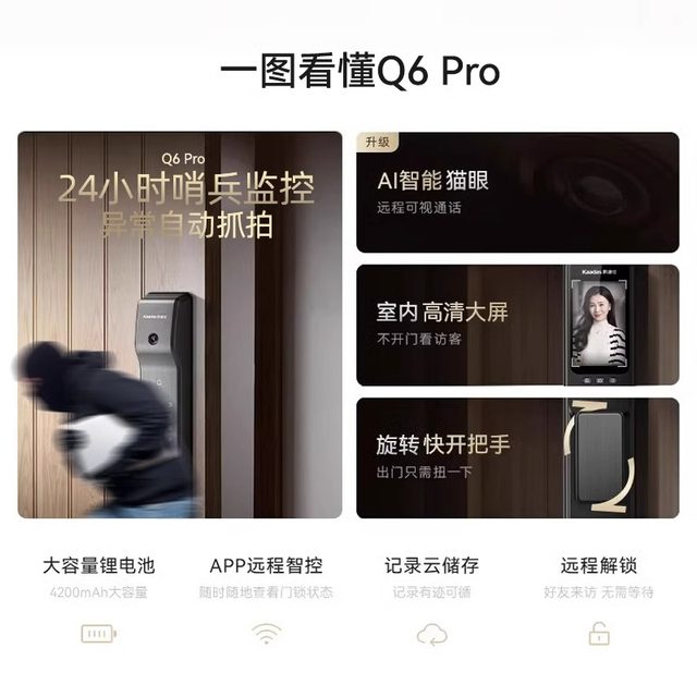 Kaidishi smart lock Q6Pro security door fingerprint lock household ...