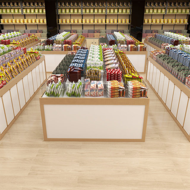 Supermarket shelf display rack bulk snacks biscuits candies bulk food ...