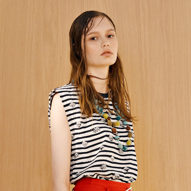 JNina Gennina Guo Yanling printing striped cotton T -shirt female ...