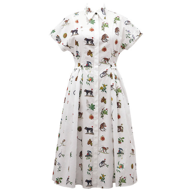 JNINA JNINA Guo Pei Lingsen printed cotton dress women's summer waist ...