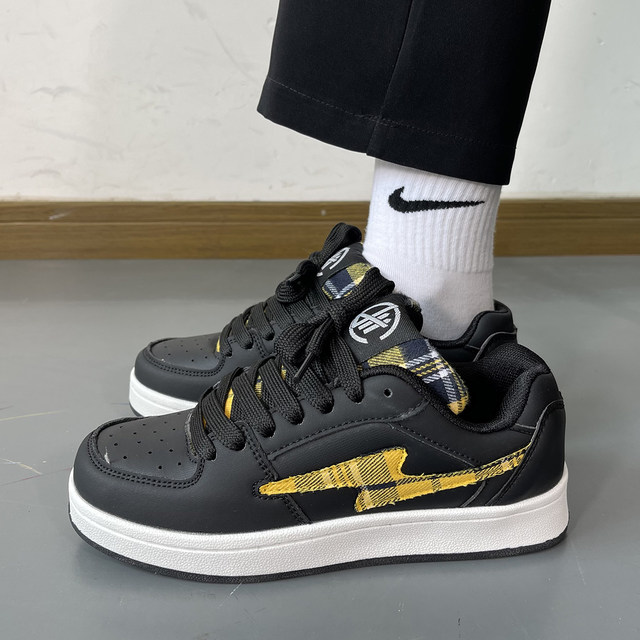 2025 new black and yellow plaid design bread shoes original lightning ...