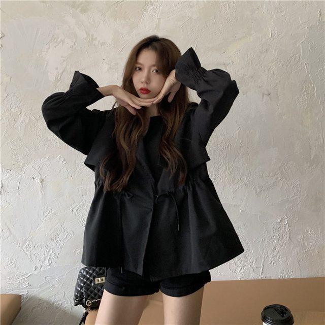 Black short windbreaker for women spring and autumn 2021 new style this ...