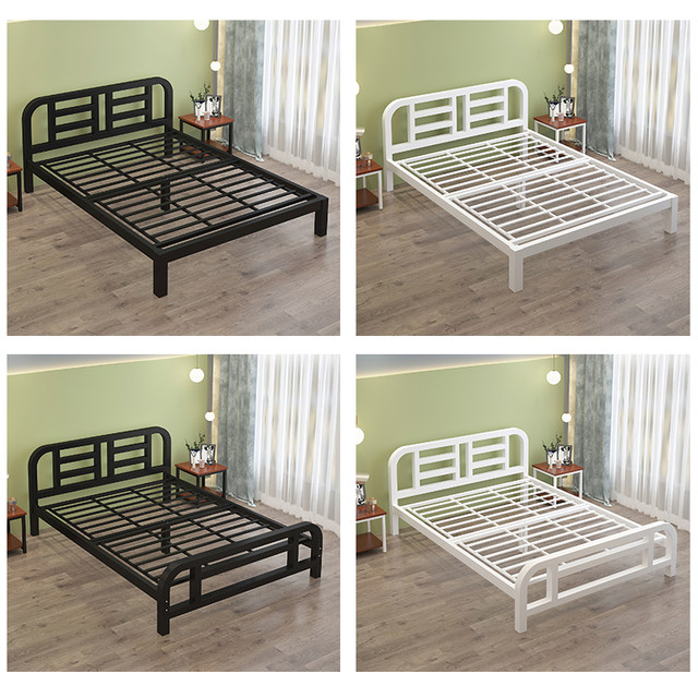 Modern simple iron bed double bed Nordic iron frame bed thickened and ...