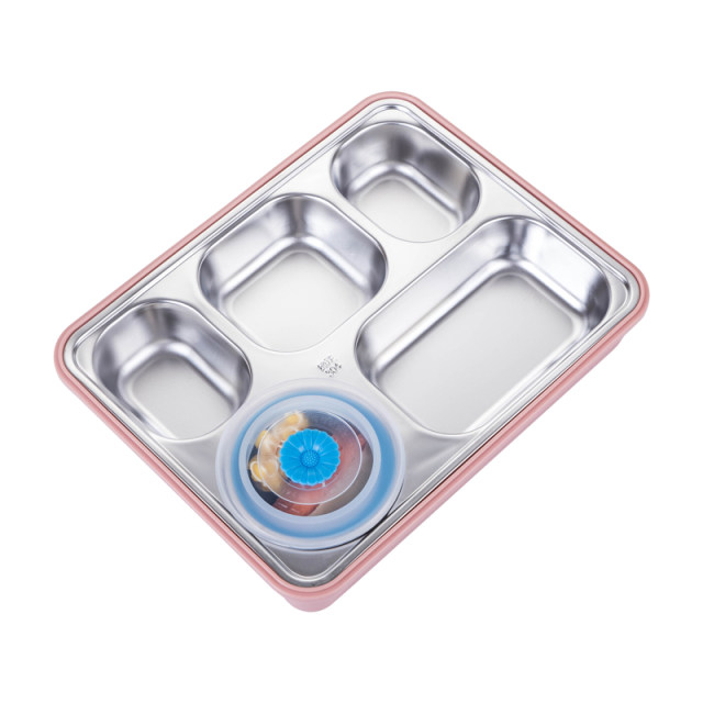 304 stainless steel lunch box adult lunch box student compartment fast food plate four ...