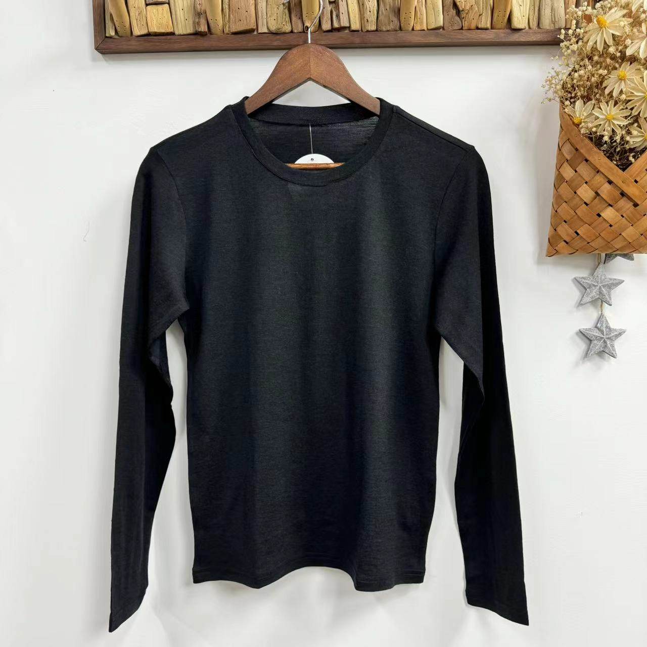 Adult Mero Nu 16.5m full wool lady long -sleeved T -shirt female round ...