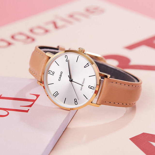 Casio watch women's thin cherry blossom pink simple waterproof quartz ...