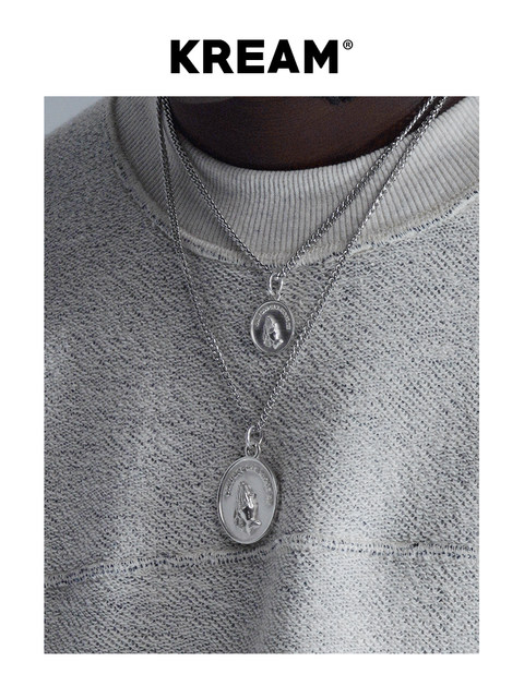 KREAM original S925 sterling silver praying hands pendant men's hip-hop necklace women's ...