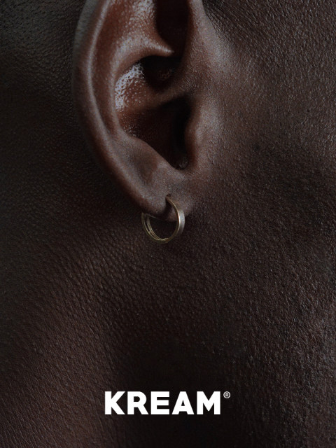 KREAM 10K real gold earrings, earrings, hip-hop, same style for men and women, gold earring ...